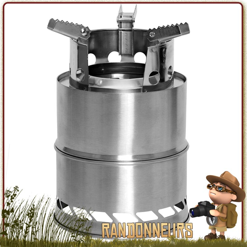 Réchaud Bois Double Paroi pliant inox bushcraft Rothco