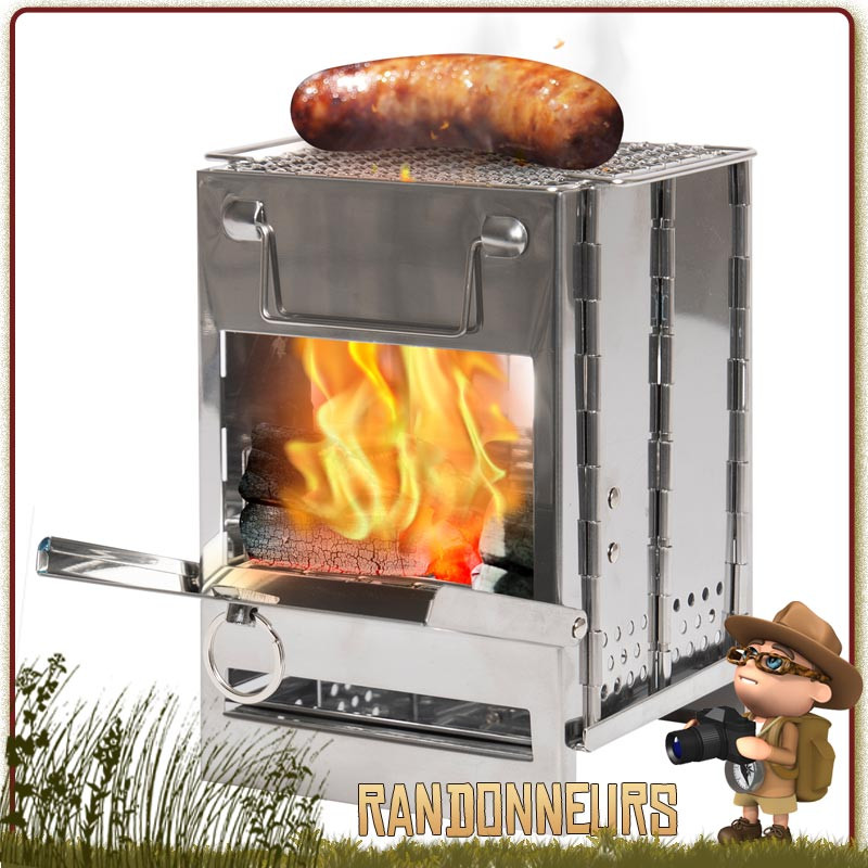 Réchaud Bois grill pliant inox bivouac bushcraft Rothco