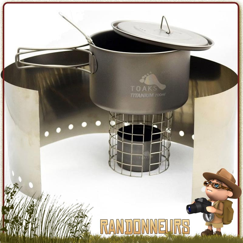 Pare-Vent Titane ultra léger Toaks pour réchaud bois alcool randonnée